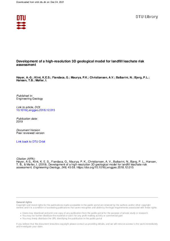 (PDF) Development of a high-resolution 3D geological model for landfill leachate risk assessment ...