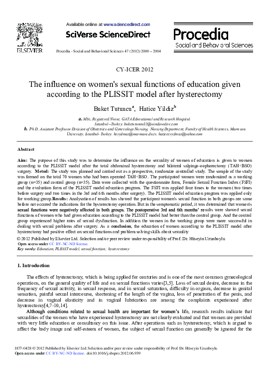 (PDF) The Influence on Women's Sexual Functions of Education Given ...