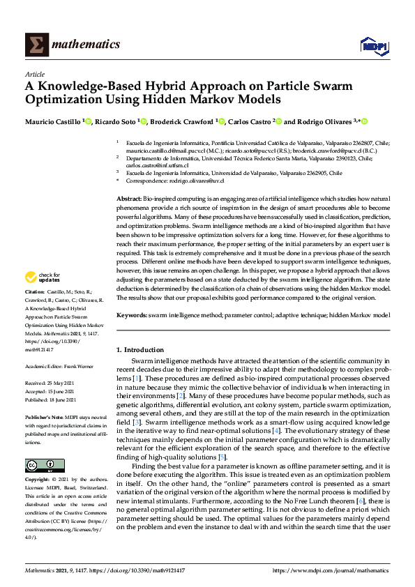 (PDF) A Knowledge-Based Hybrid Approach on Particle Swarm Optimization Using Hidden Markov Models