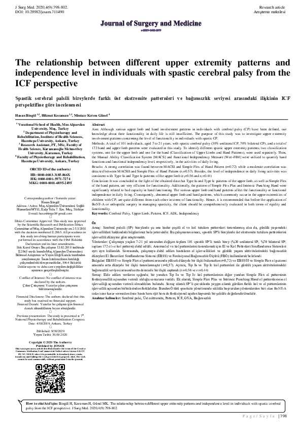 (PDF) The relationship between different upper extremity patterns and ...