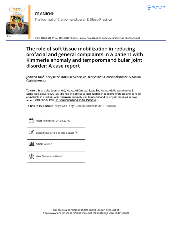 (PDF) The role of soft tissue mobilization in reducing orofacial and ...
