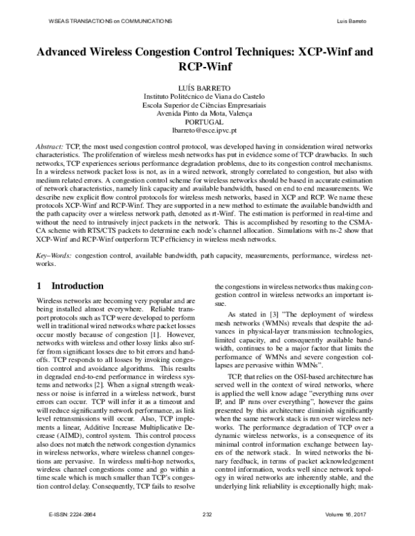 (PDF) Advanced Wireless Congestion Control Techniques: XCP-Winf and RCP ...