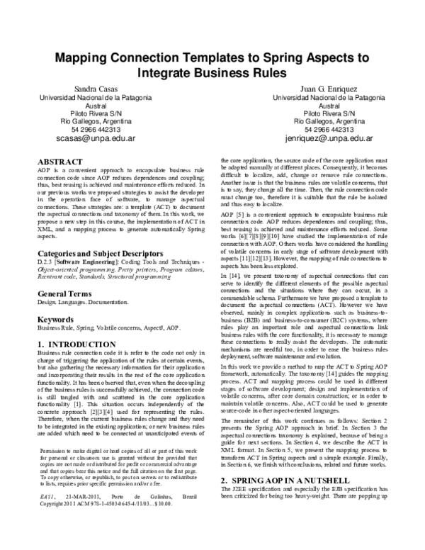(PDF) Mapping connection templates to spring aspects to integrate ...