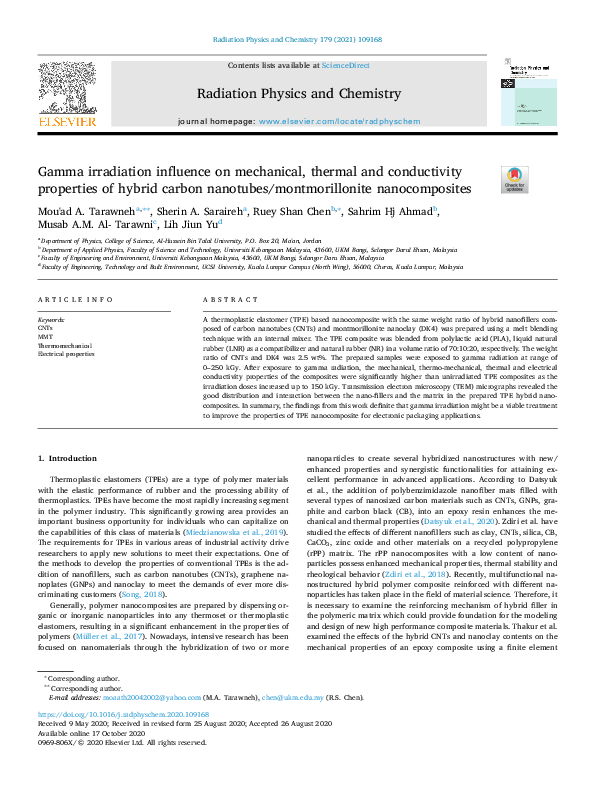 (PDF) Gamma irradiation influence on mechanical, thermal and conductivity properties of hybrid ...