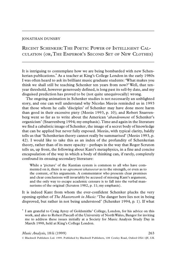(PDF) Recent Schenker: The Poetic Power of Intelligent Calculation (Or ...