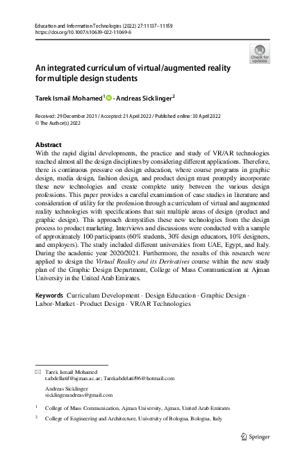 (PDF) An integrated curriculum of virtual/augmented reality for ...