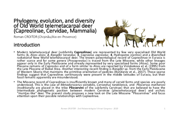 (PDF) Evolution and diversity of Old World telemetacarpal deer ...