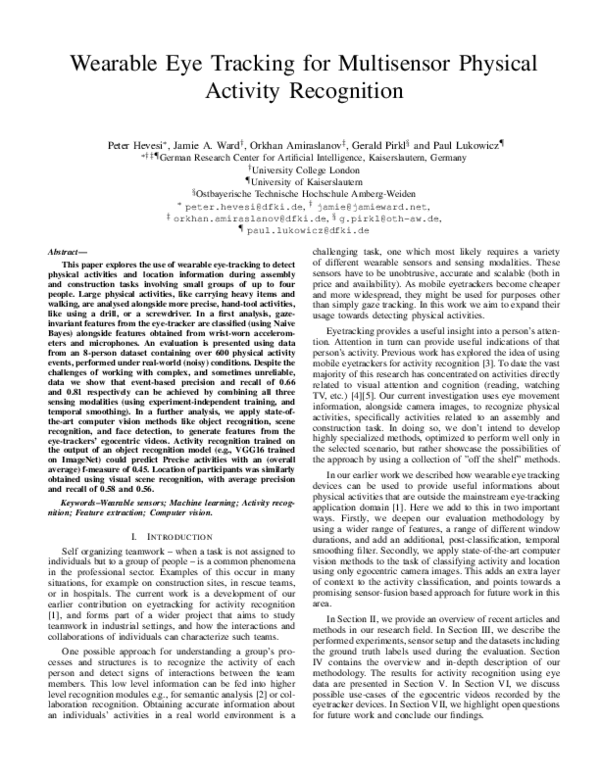 (PDF) Wearable Eye Tracking for Multisensor Physical Activity Recognition