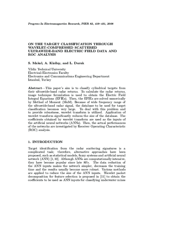 (PDF) On the Target Classification Through Wavelet-Compressed Scattered Ultrawide-Band Electric ...
