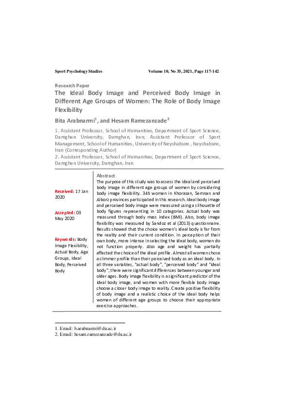 (PDF) The Ideal Body Image and Perceived Body Image in Different Age ...