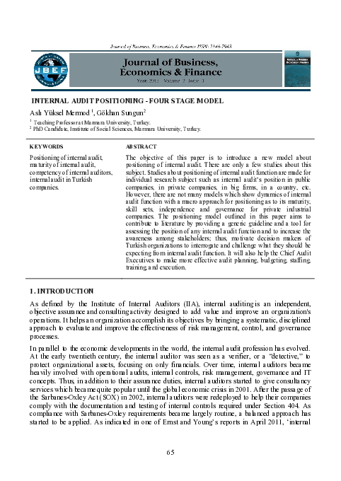 (PDF) Internal Audit Positioning - Four Stage Model