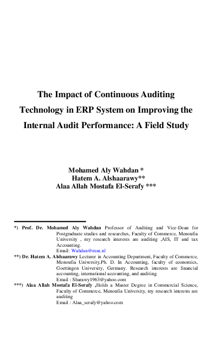 (PDF) The Impact of Continuous Auditing Technology in ERP System on ...