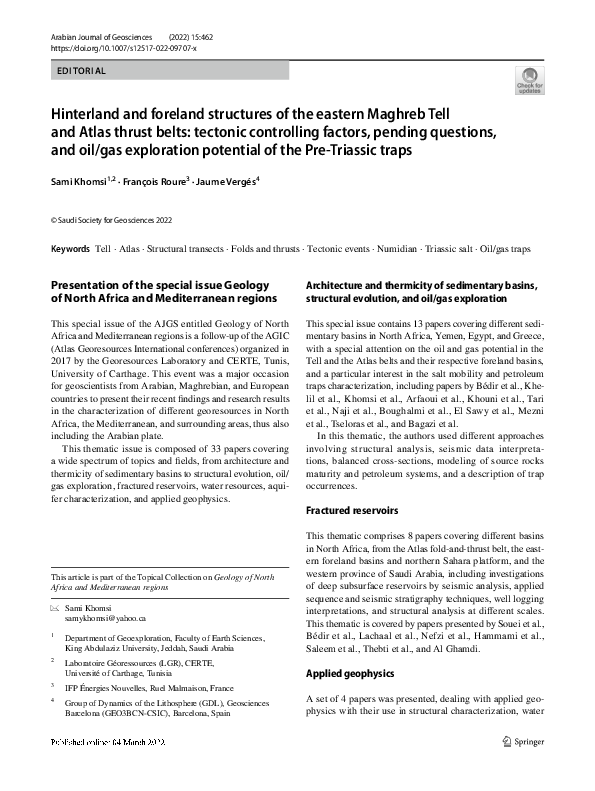 (PDF) Hinterland and foreland structures of the eastern Maghreb Tell ...