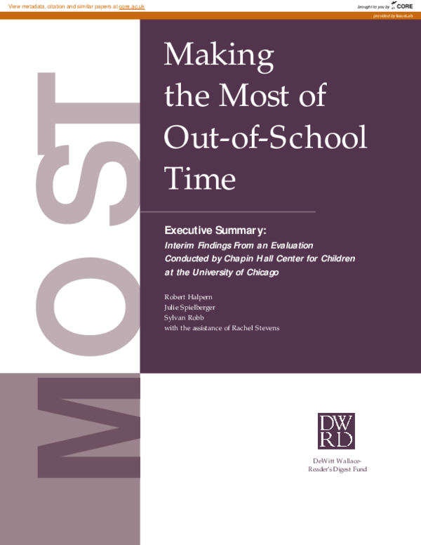 (PDF) Making the Most of Out-of-School Time