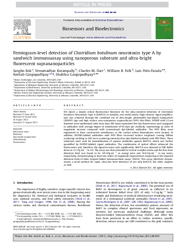 (PDF) Femtogram-level detection of Clostridium botulinum neurotoxin ...