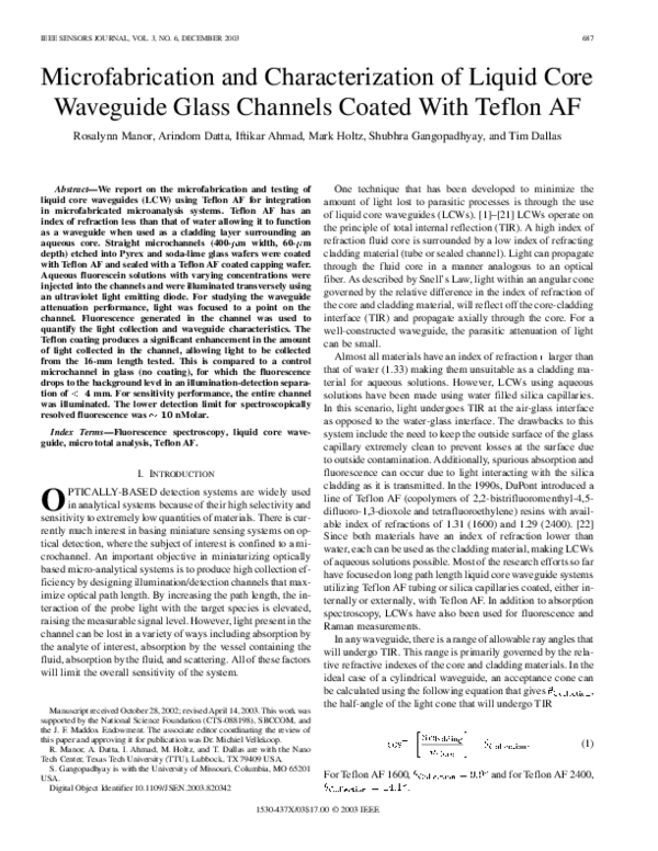 (PDF) Microfabrication and characterization of liquid core waveguide ...
