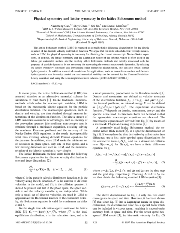 (PDF) Physical symmetry and lattice symmetry in the lattice Boltzmann ... (PDF) Physical symmetry and lattice symmetry in the lattice Boltzmann ...