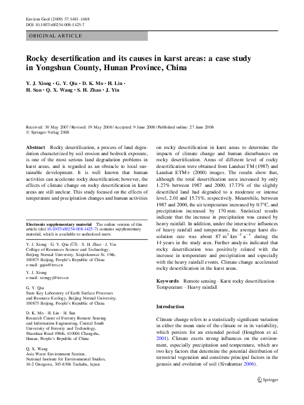 (PDF) Rocky desertification and its causes in karst areas: a case study ...