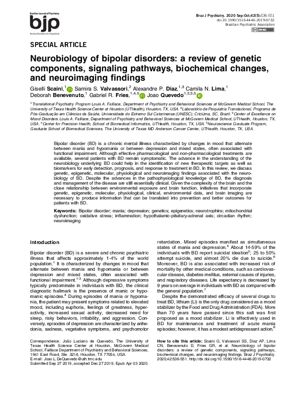 (PDF) Neurobiology of bipolar disorders: a review of genetic components ...