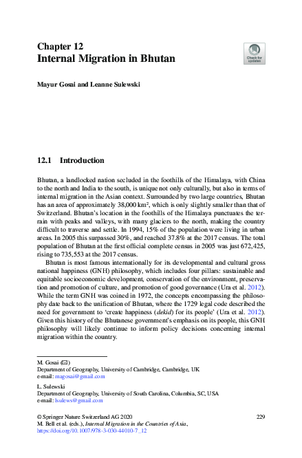 (PDF) Internal Migration in Bhutan
