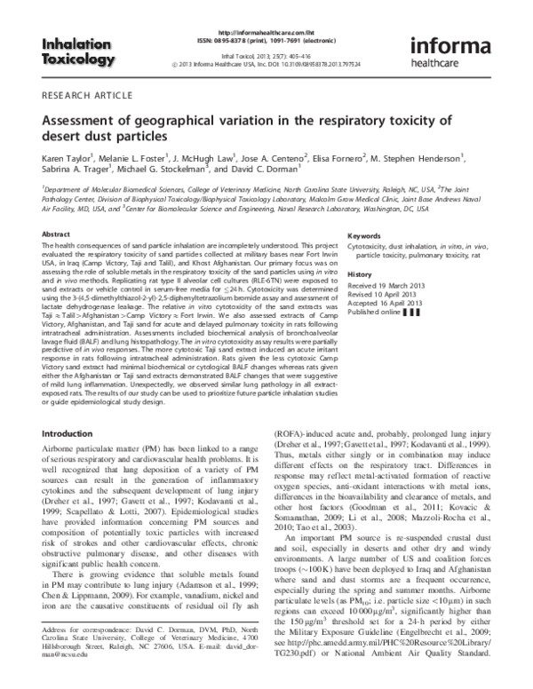 (PDF) Assessment of geographical variation in the respiratory toxicity ...