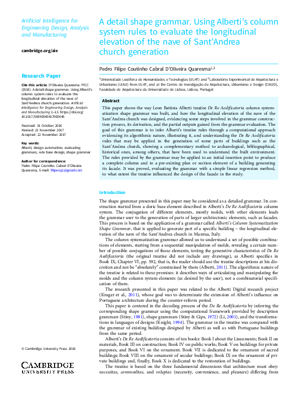 (PDF) A detail shape grammar. Using Alberti's column system rules to ...