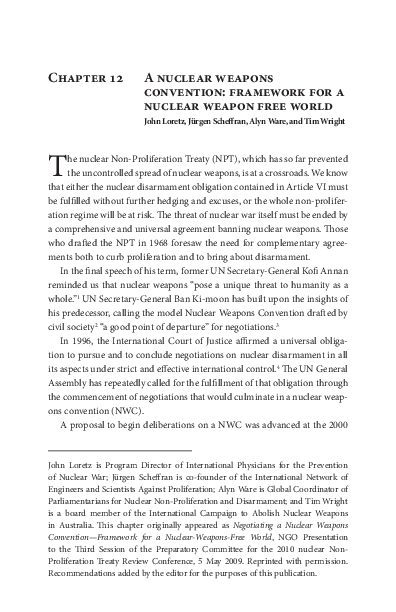 (PDF) A nuclear weapons convention: framework for a nuclear weapon free ...