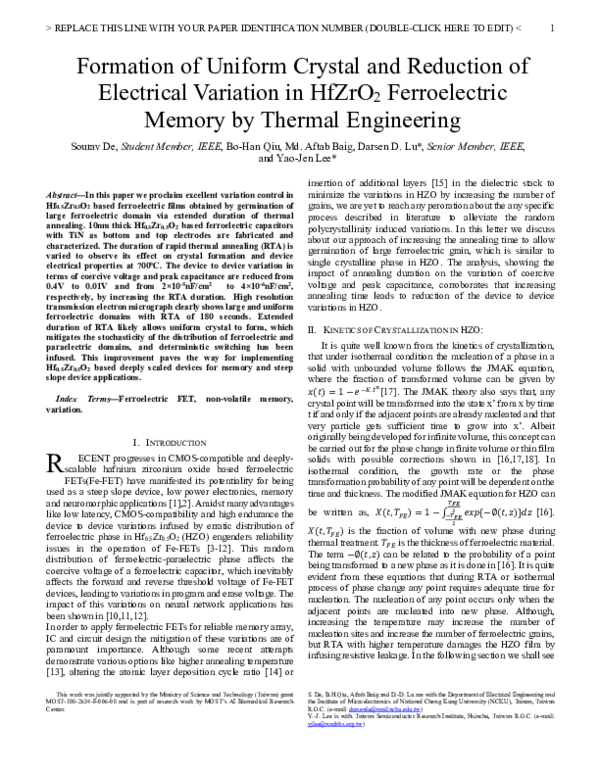 (PDF) Formation of Uniform Crystal and Reduction of Electrical ...