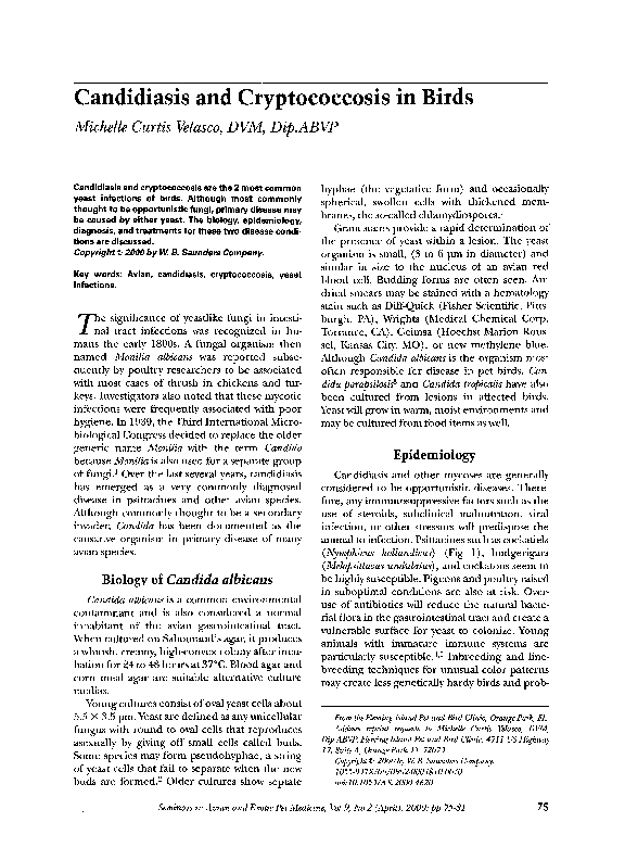 (PDF) Candidiasis and cryptococcosis in birds