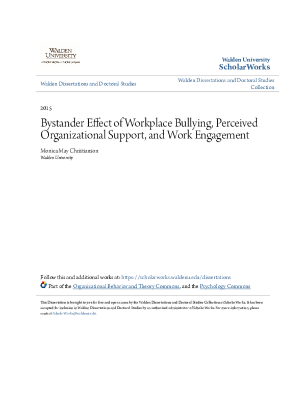 (PDF) Bystander Effect of Workplace Bullying, Perceived Organizational ...