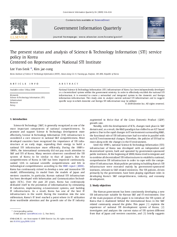 (PDF) The present status and analysis of Science & Technology ...