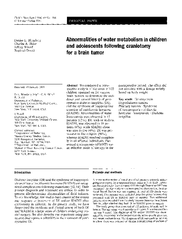 (PDF) Abnormalities of water metabolism in children and adolescents ...
