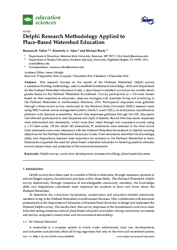 (PDF) Delphi Research Methodology Applied to Place-Based Watershed ...