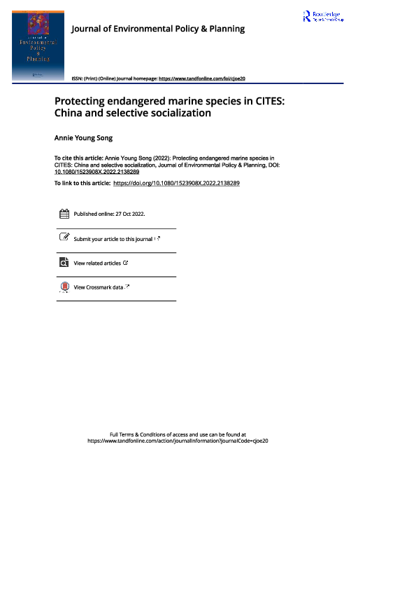 (PDF) Protecting endangered marine species in CITES: China and ...