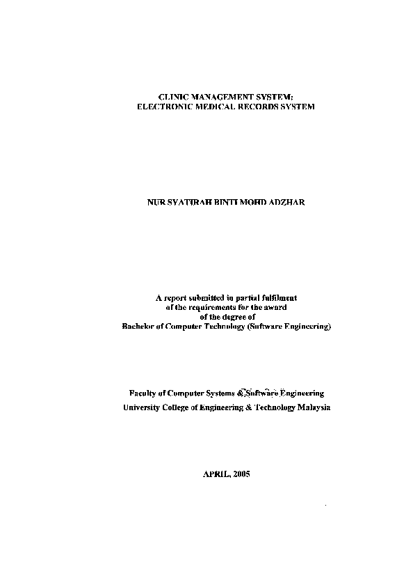 Pdf Clinic Management System Electronic Medical Records Systems