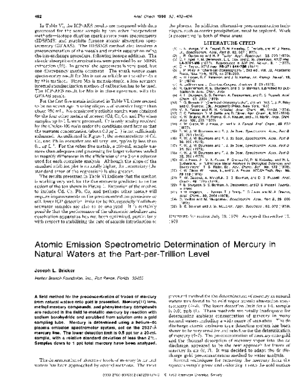 (PDF) Atomic emission spectrometric determination of mercury in natural ...