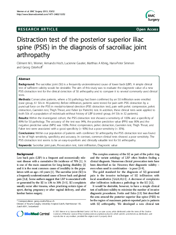 (PDF) Distraction test of the posterior superior iliac spine (PSIS) in ...
