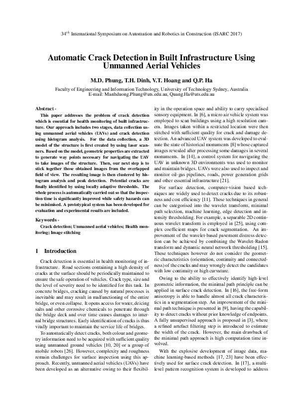 Pdf Automatic Crack Detection In Built Infrastructure Using Unmanned