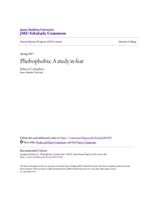 (PDF) Phobophobia: A study in fear