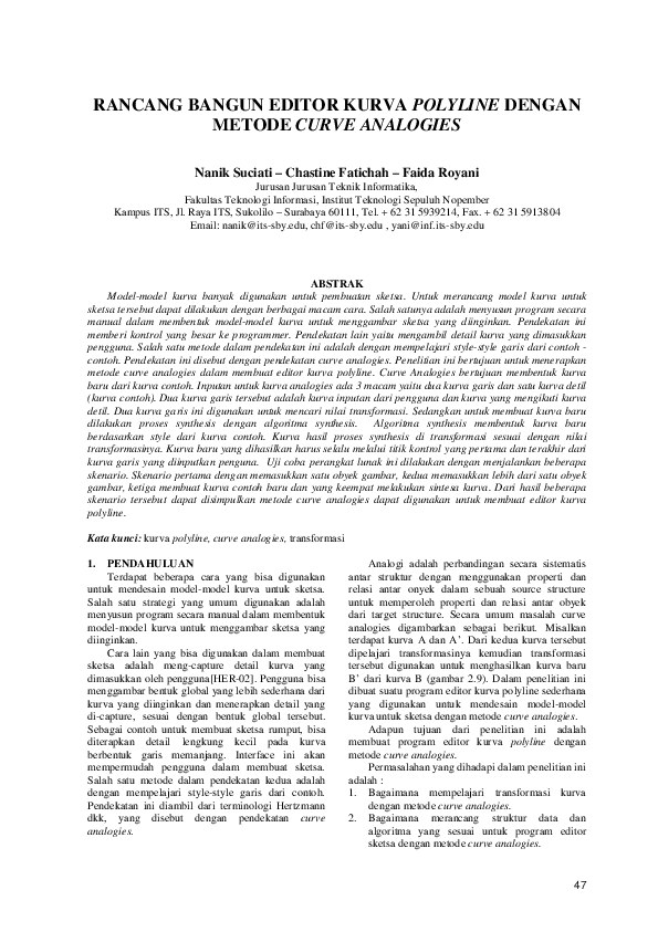 (PDF) Rancang Bangun Editor Kurva Polyline Dengan Metode Curve Analogies