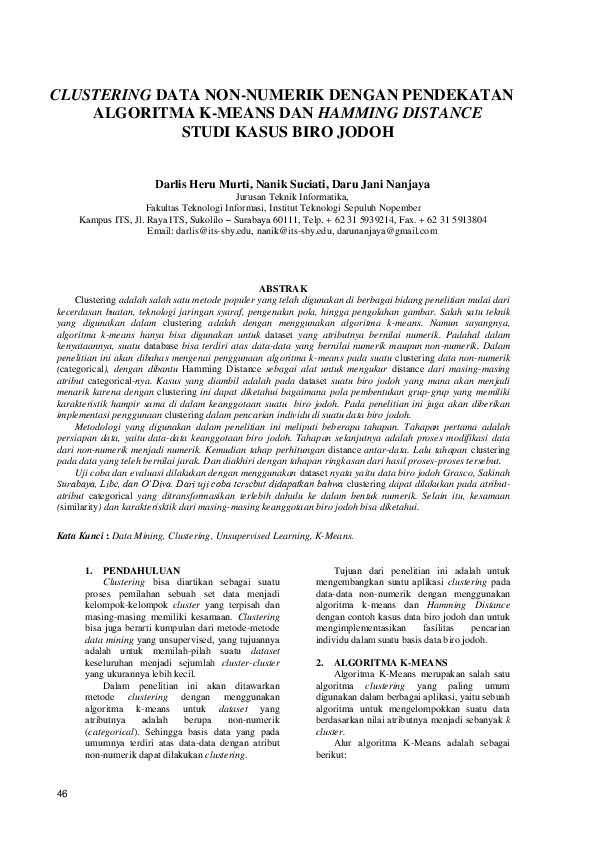 (PDF) Clustering Data Non-Numerik Dengan Pendekatan Algoritma K-Means Dan Hamming Distance Studi ...