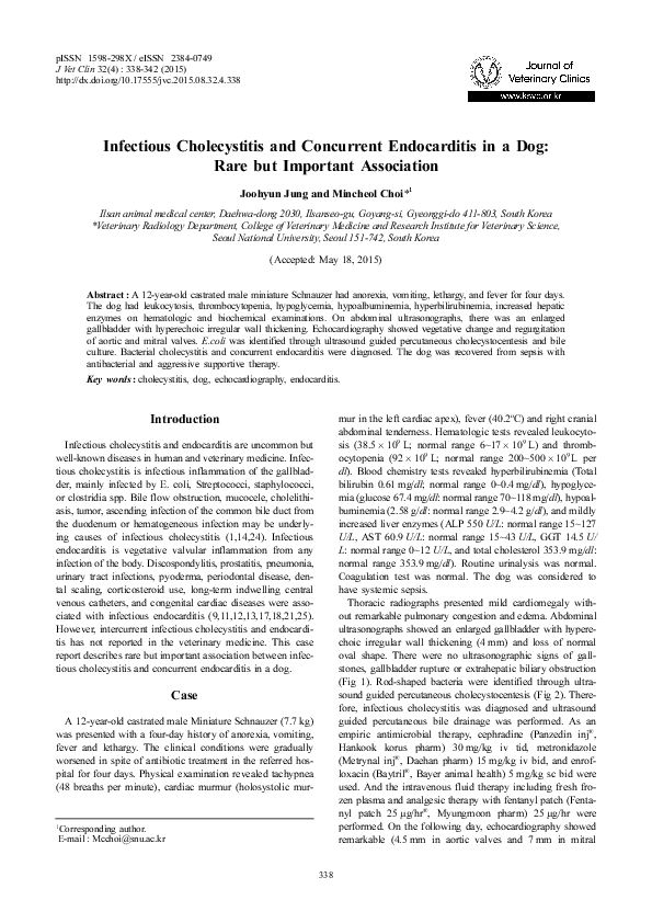 (PDF) Infectious Cholecystitis and Concurrent Endocarditis in a Dog