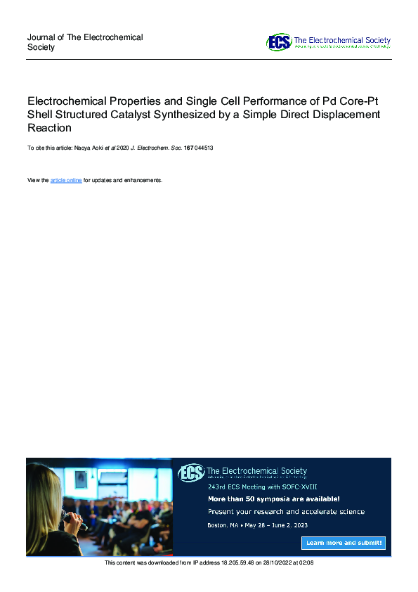 (PDF) Electrochemical Properties and Single Cell Performance of Pd Core ...