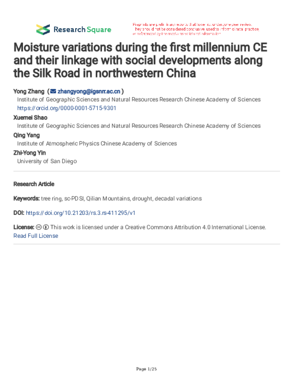 (PDF) Moisture variations during the first millennium CE and their ...