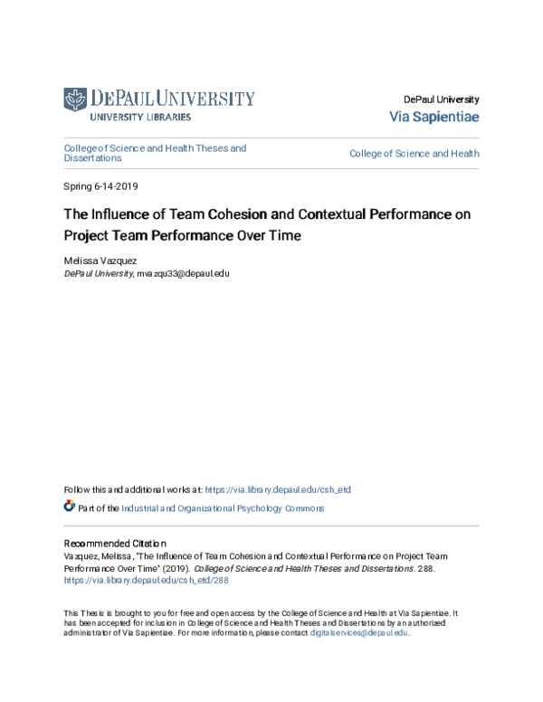 (PDF) The Influence of Team Cohesion and Contextual Performance on ...