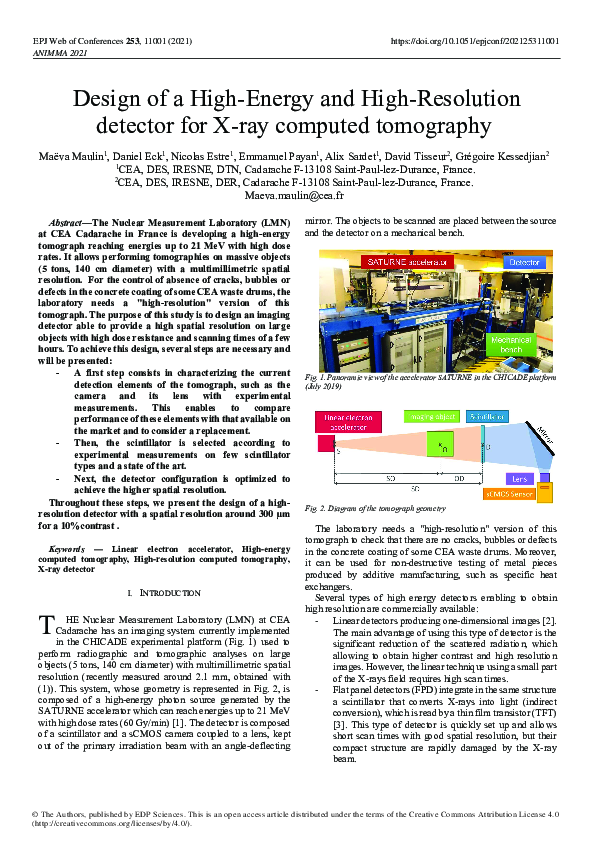 (PDF) Design of a High-Energy and High-Resolution detector for X-ray computed tomography