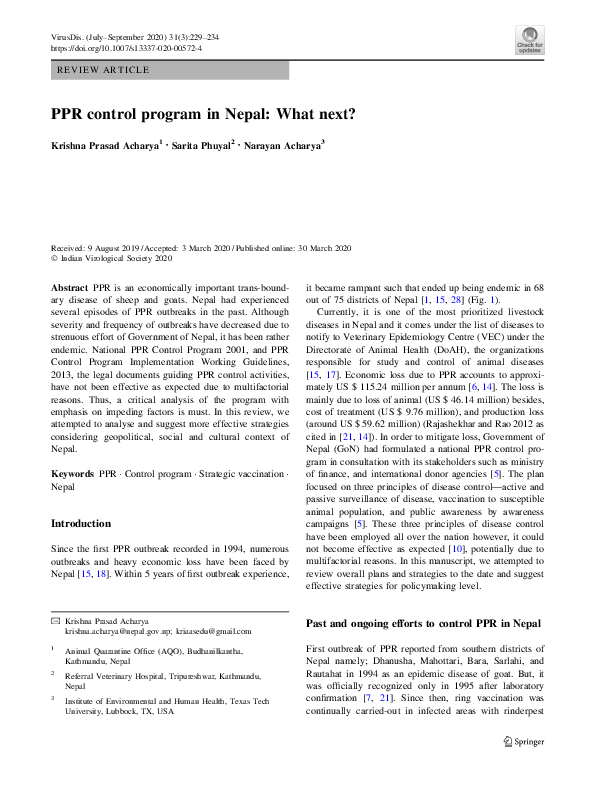 (PDF) PPR control program in Nepal: What next?