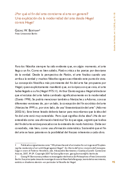 (PDF) Georg Bertram [2017] - ¿Por qué el fin del arte concierne al arte ...