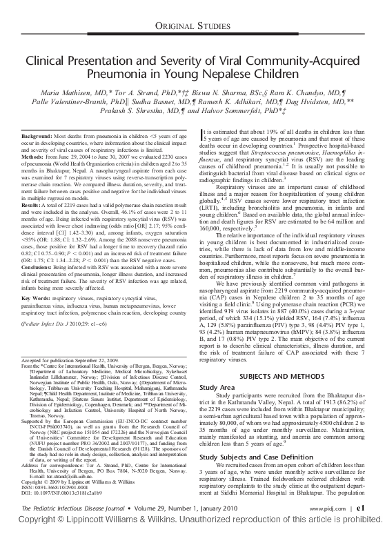 (PDF) Clinical Presentation and Severity of Viral Community-Acquired ...
