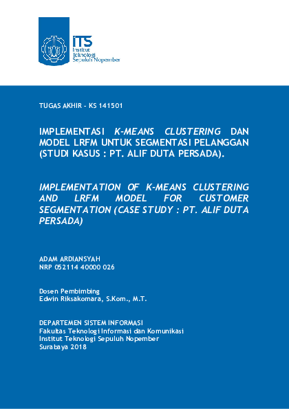 (PDF) Implementasi K-means Clustering Dan Model LRFM Untuk Segmentasi Pelanggan (Studi Kasus ...